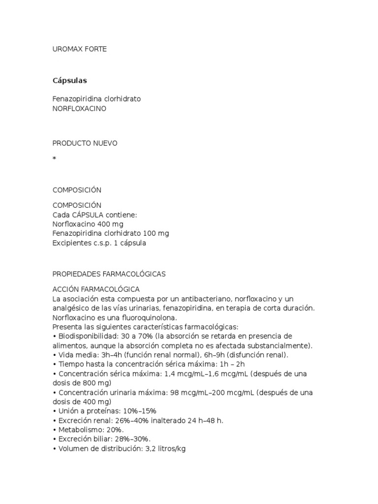 Uromax Forte | PDF | Bacterias Gram-negativo | Medicamentos con receta