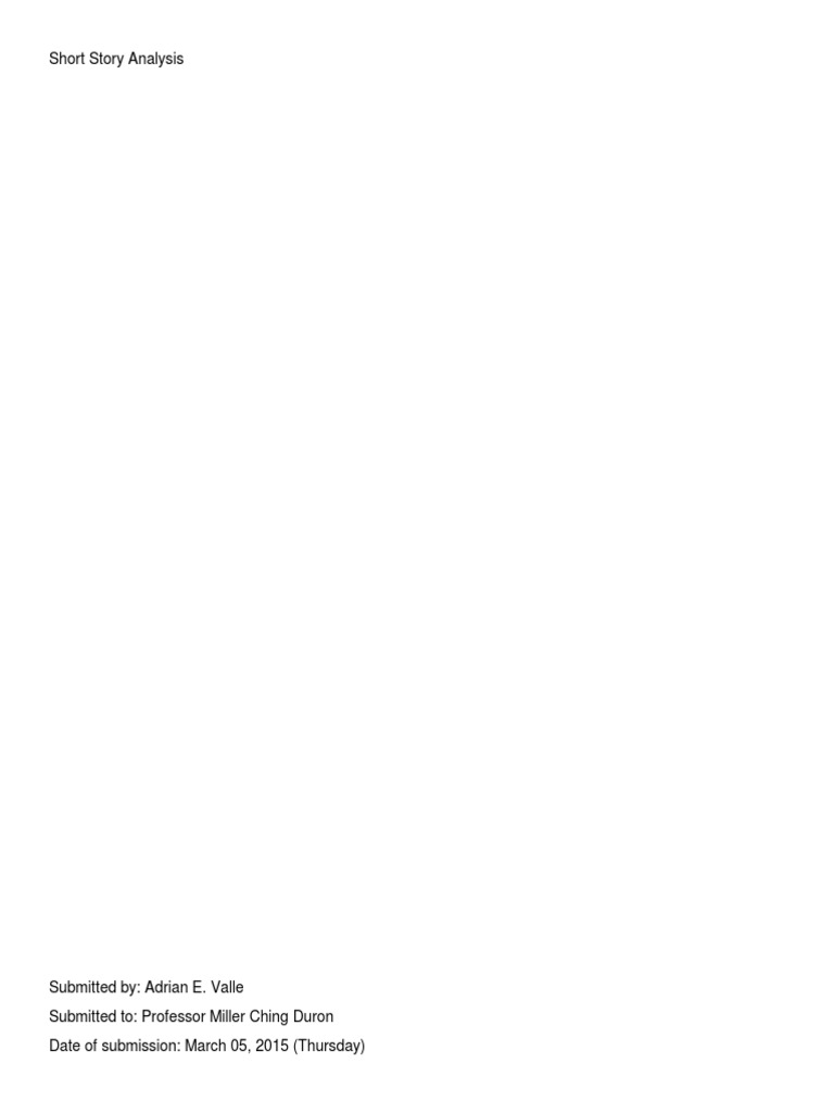 Short Story Analysis | PDF | Narration