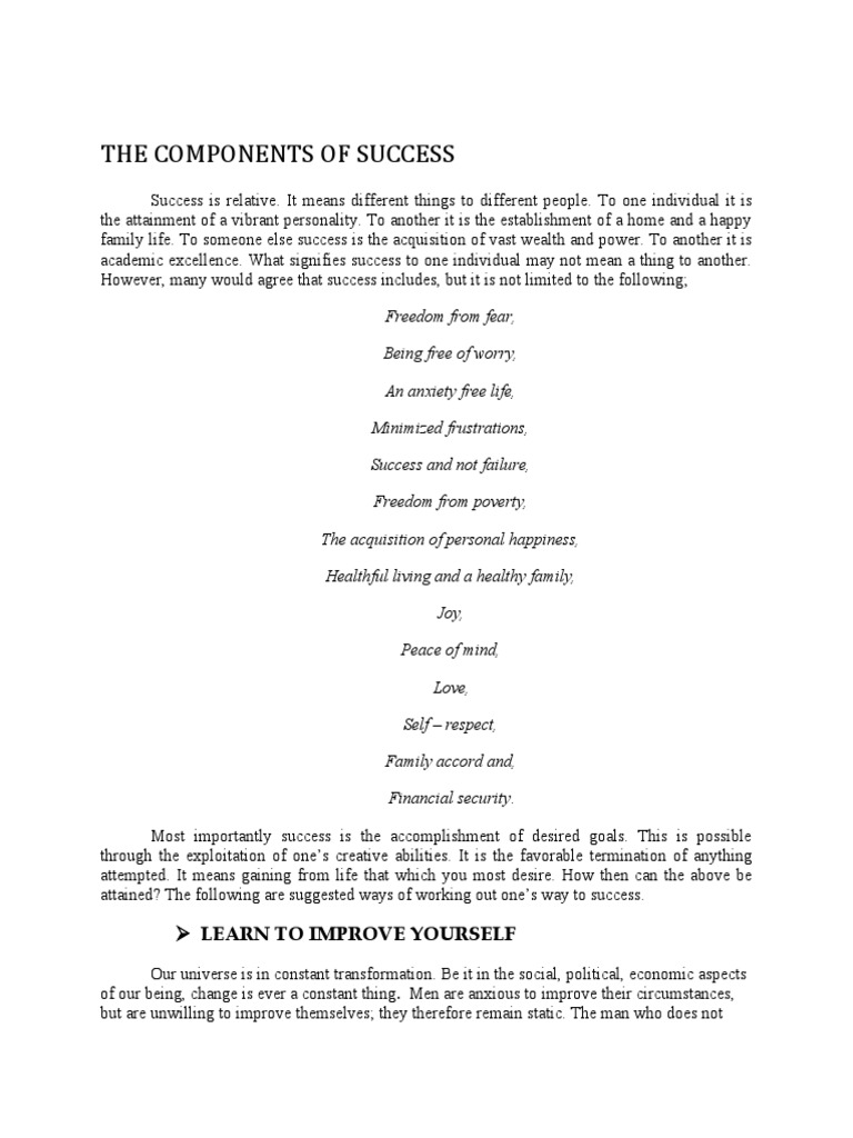 The Components of Success | PDF | God | Anxiety
