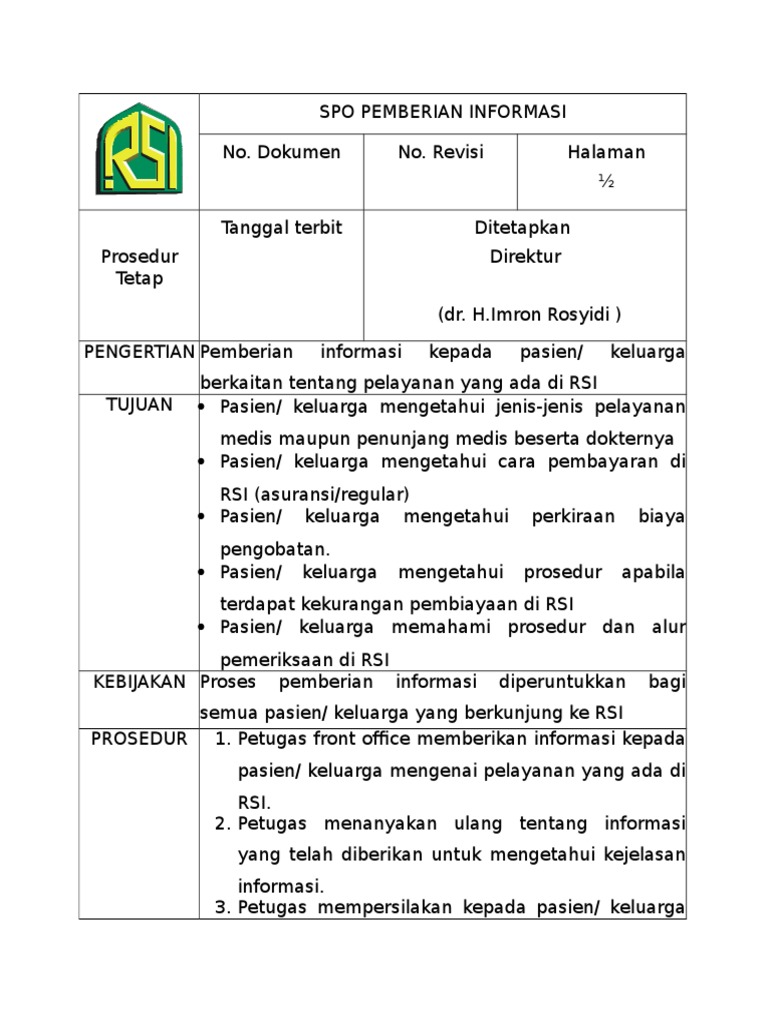 Spo Pemberian Informasi | PDF