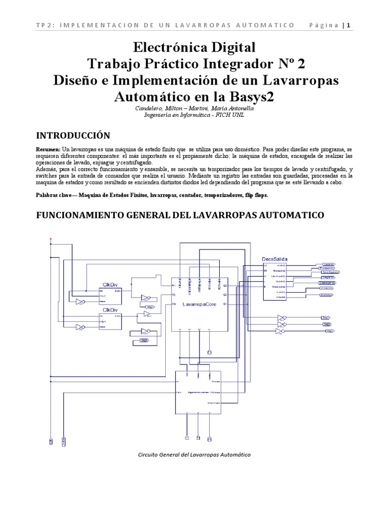 Diseño De Un Lavarropas Automatico En Una Fpga Spartan 3e Pdf Arreglos De Compuertas Lógicas