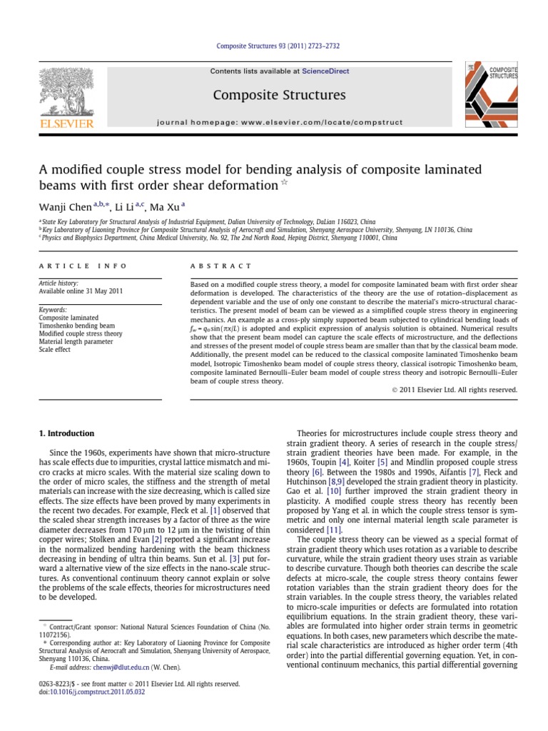 A Modified Couple Stress Model For Bending Analysis of Composite ...