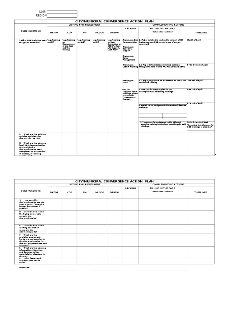 Municipal Convergence Action Plan - Template | PDF