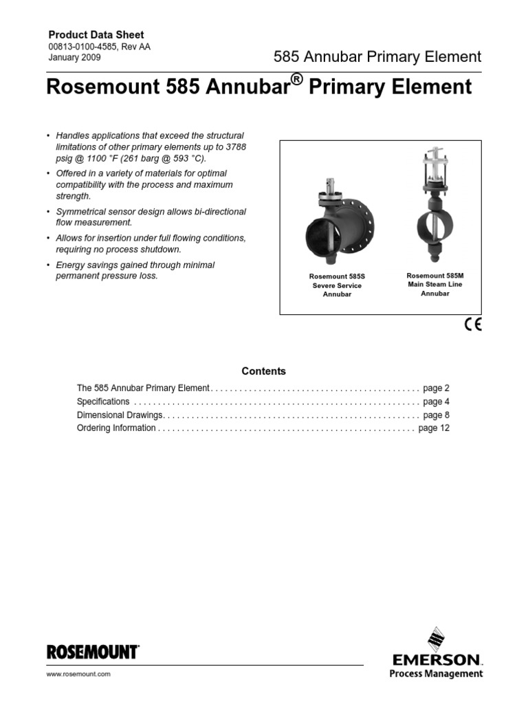 585 Annubar Datasheet | PDF