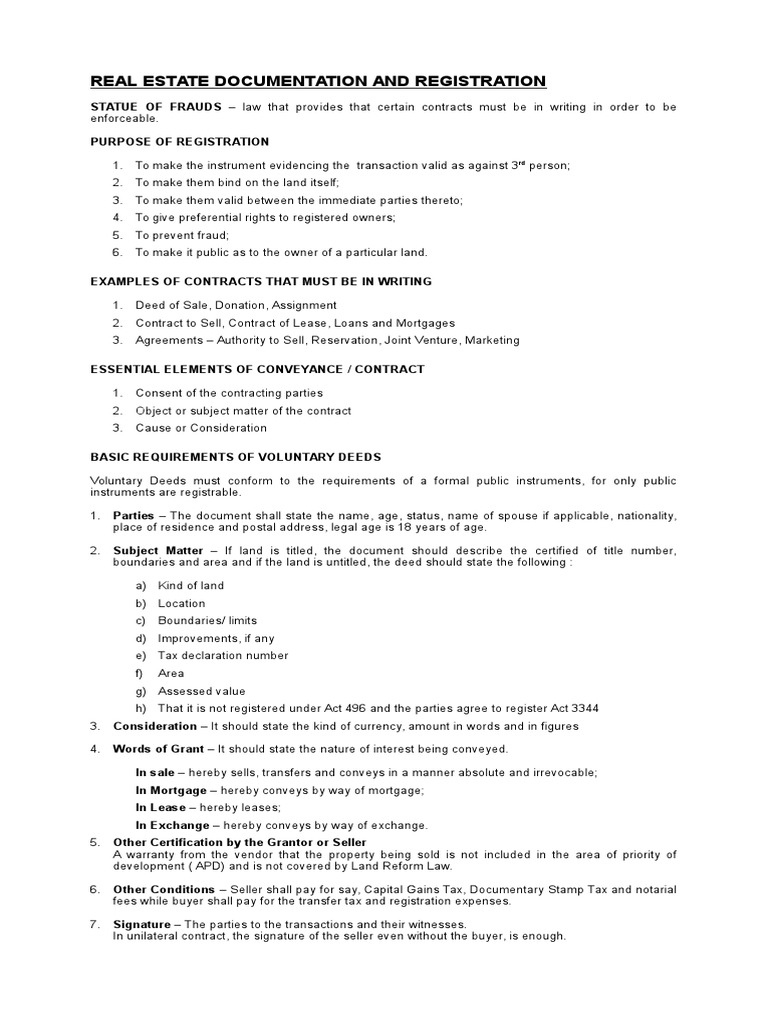 Real Estate Documentation and Registration | Download Free PDF | Deed ...