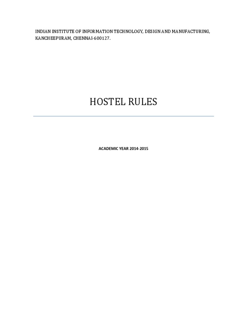 Hostel Rules | PDF | Hostel | Academic Term