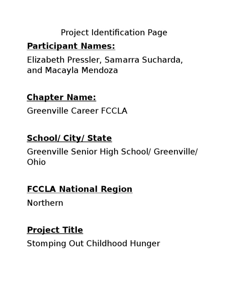 Project Identification Page | PDF