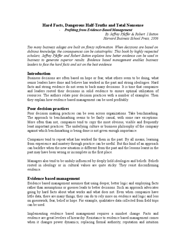 Evidence-Based Management Insights | PDF | Incentive | Strategic Management