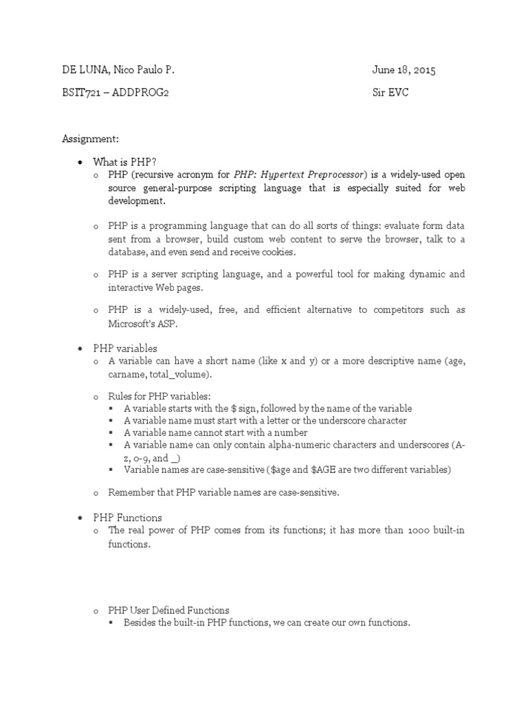 Introduction To Php Pdf Parameter Computer Programming Php