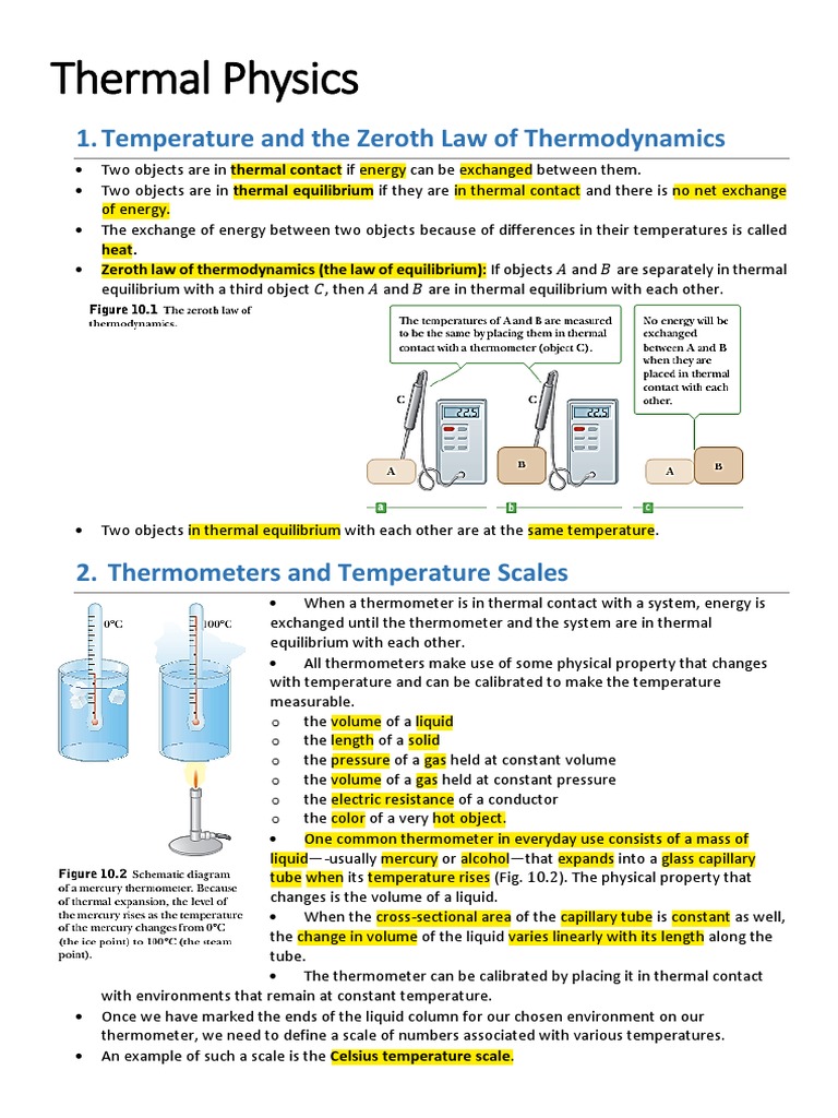 Thermal Physics: 1. Temperature and The Zeroth Law of Thermodynamics ...
