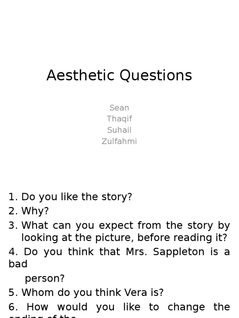 Aesthetic Questions on Story Analysis | PDF