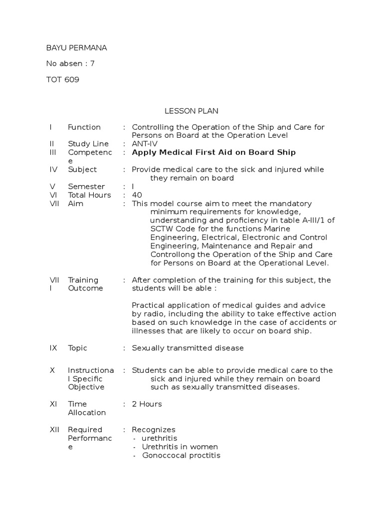Lesson Plan Tot 609 | PDF | Hiv/Aids | Lesson Plan