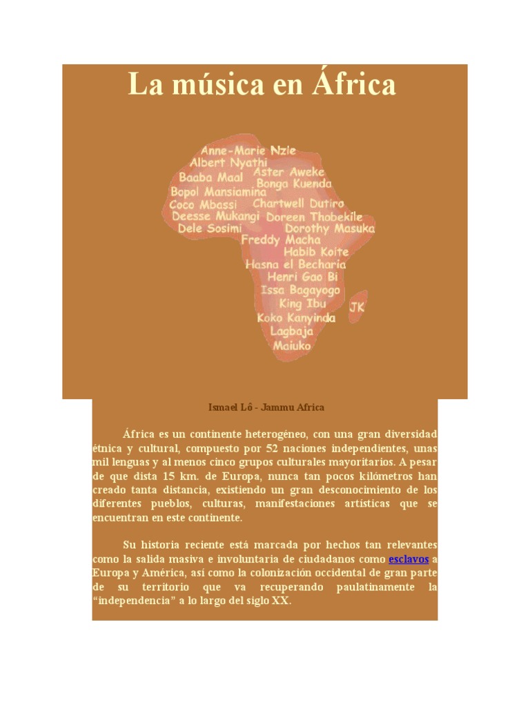 La Música en África | PDF | Sonido | Las artes escénicas