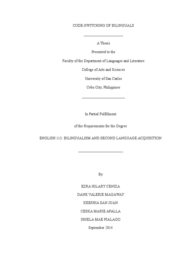 Code Switching of Bilinguals-Final Paper | PDF | Multilingualism | English Language