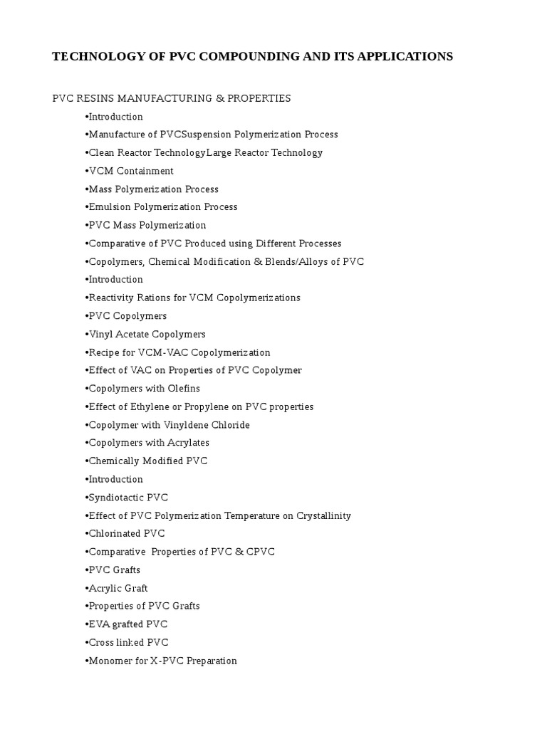 Technology of PVC Compounding and Its Applications | PDF | Polyvinyl ...
