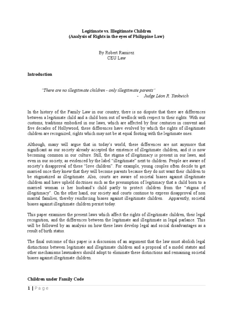 Legitimate Vs Illegitimate Children - RMRamirez | PDF | Legitimacy ...