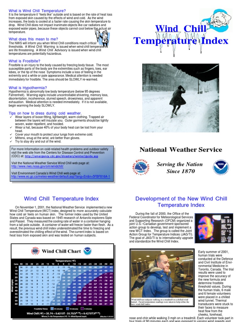 Wind Chill Brochure WCB | PDF | Hypothermia | Meteorology