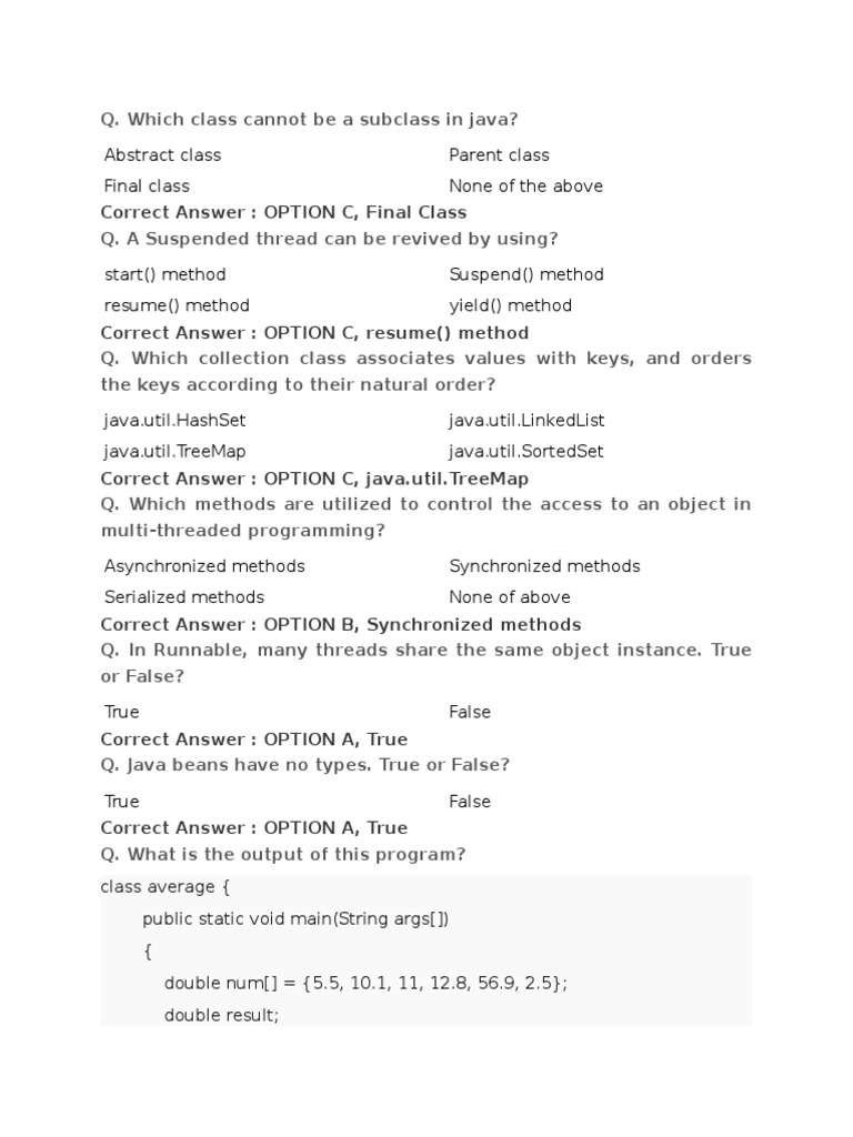 Correct Answer: OPTION C, Final Class | Download Free PDF | Method ...