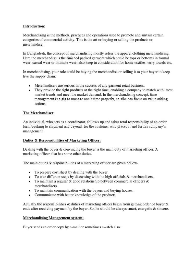 Garment Merchandising | Negotiation | Clothing