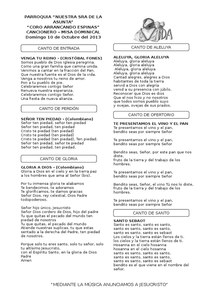 Canciones Misa | PDF | Misa (liturgia) | Cristo (título)