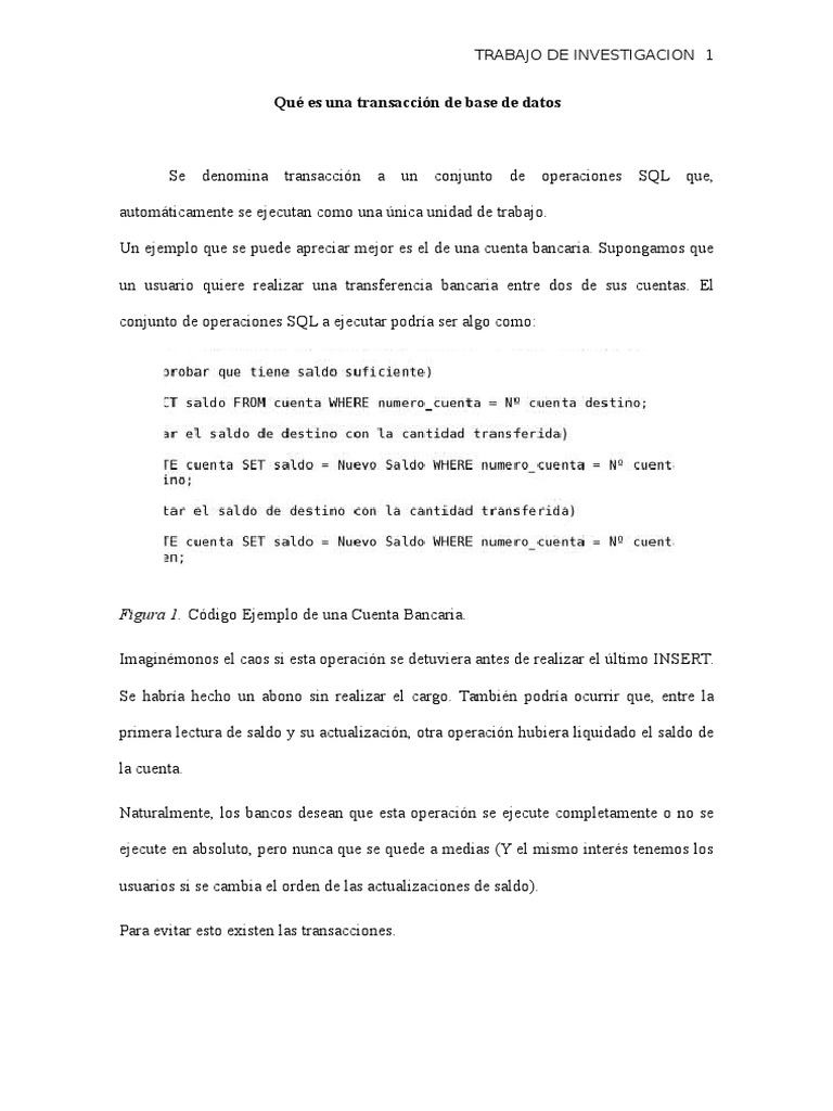 Qué Es Una Transacción de Base de Datos | PDF | SQL | Bases de datos