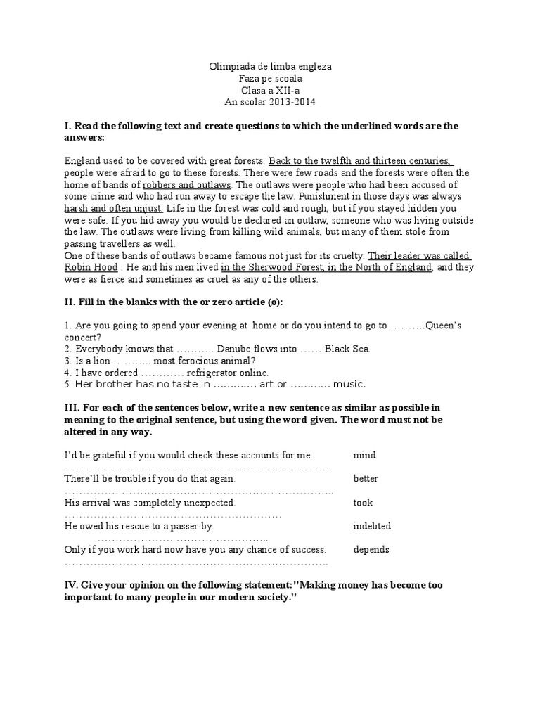 Robin Hood and His Band of Outlaws: An Analysis of a Reading ...