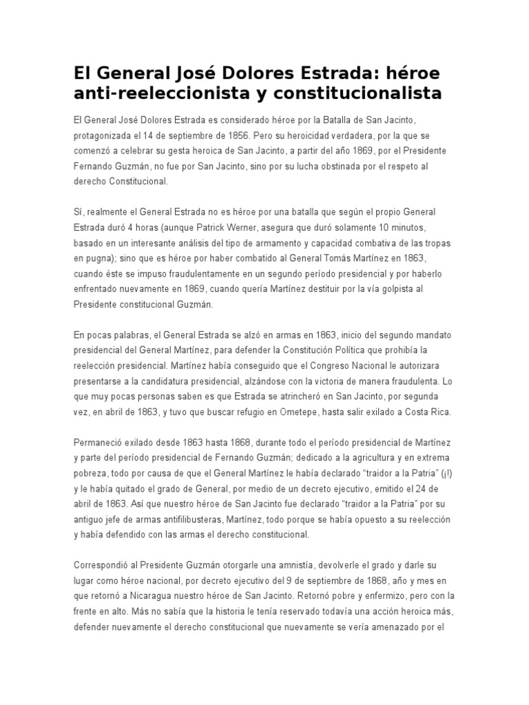El General José Dolores Estrada | PDF | Nicaragua | Gobierno