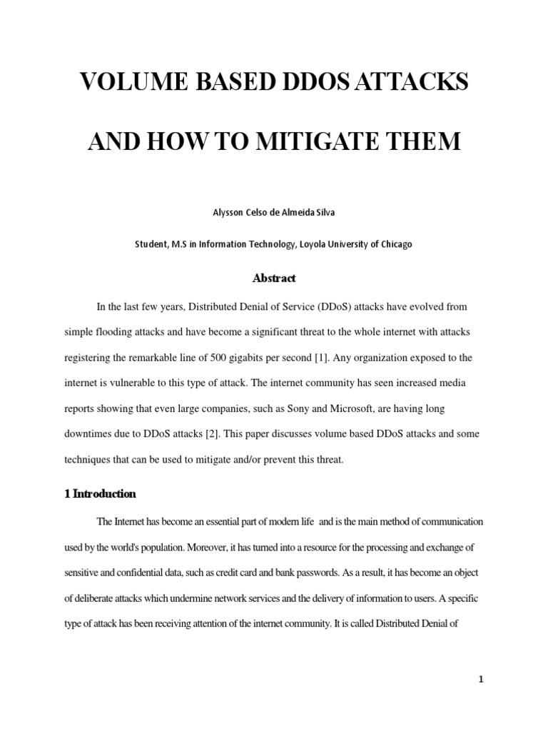 Volume Based Ddos Attacks and How To Mitigate Them: Alysson Celso de Almeida Silva | PDF ...