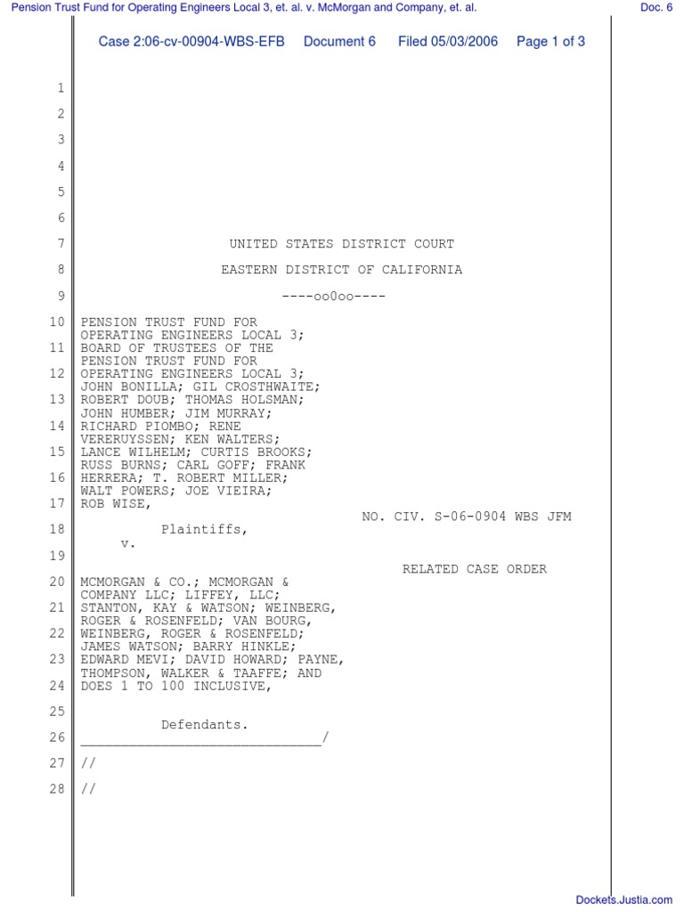 Pension Trust Fund For Operating Engineers Local 3, Et. Al. v. McMorgan ...