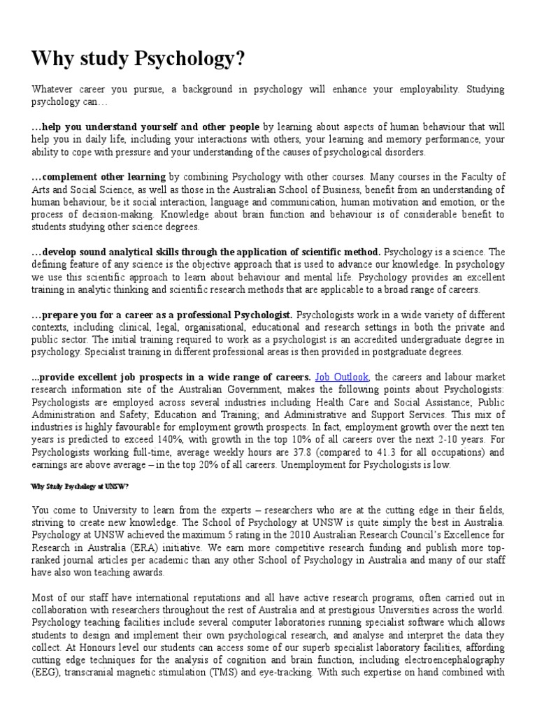 Why Study Psychology | PDF | Psychology | Science