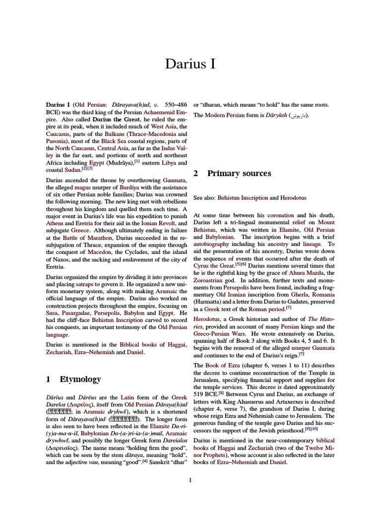 Darius I: 2 Primary Sources | PDF | Darius I | Achaemenid Empire