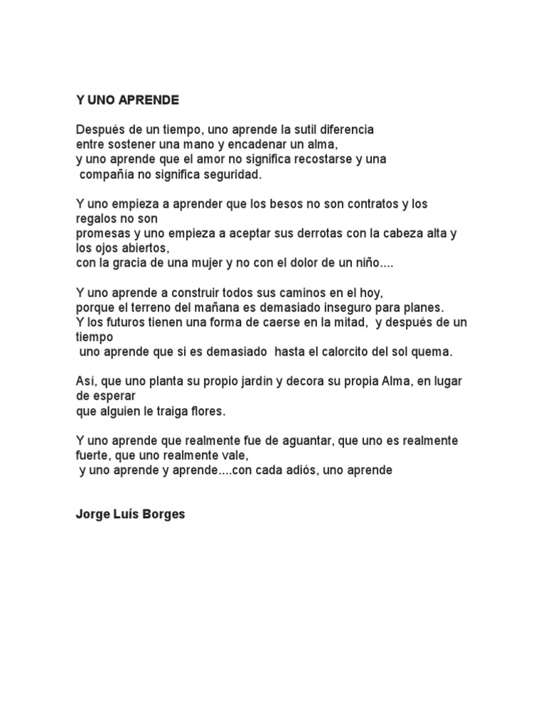 Y Uno Aprende (Poema Borges) | PDF
