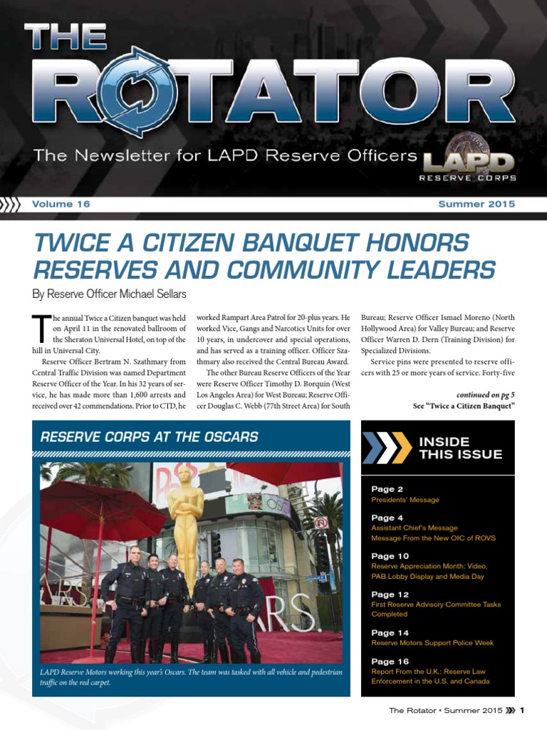LAPD Reserve Rotator Newsletter Summer 2015 | PDF | Los Angeles Police ...