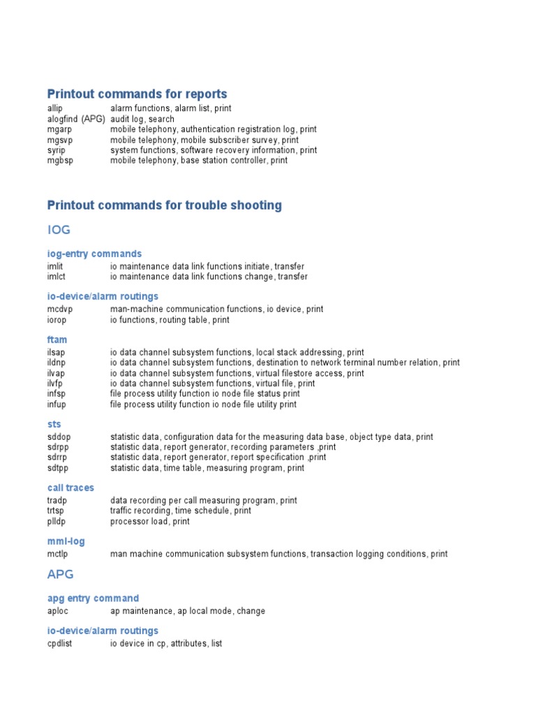 Ericsson Commands | PDF