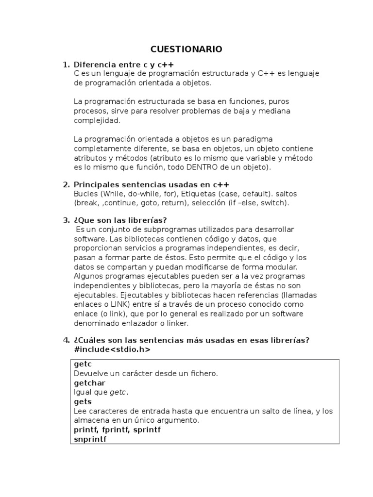 Cuestionario Programacion Basica | PDF | Estructura de datos de matriz | Programación de ...