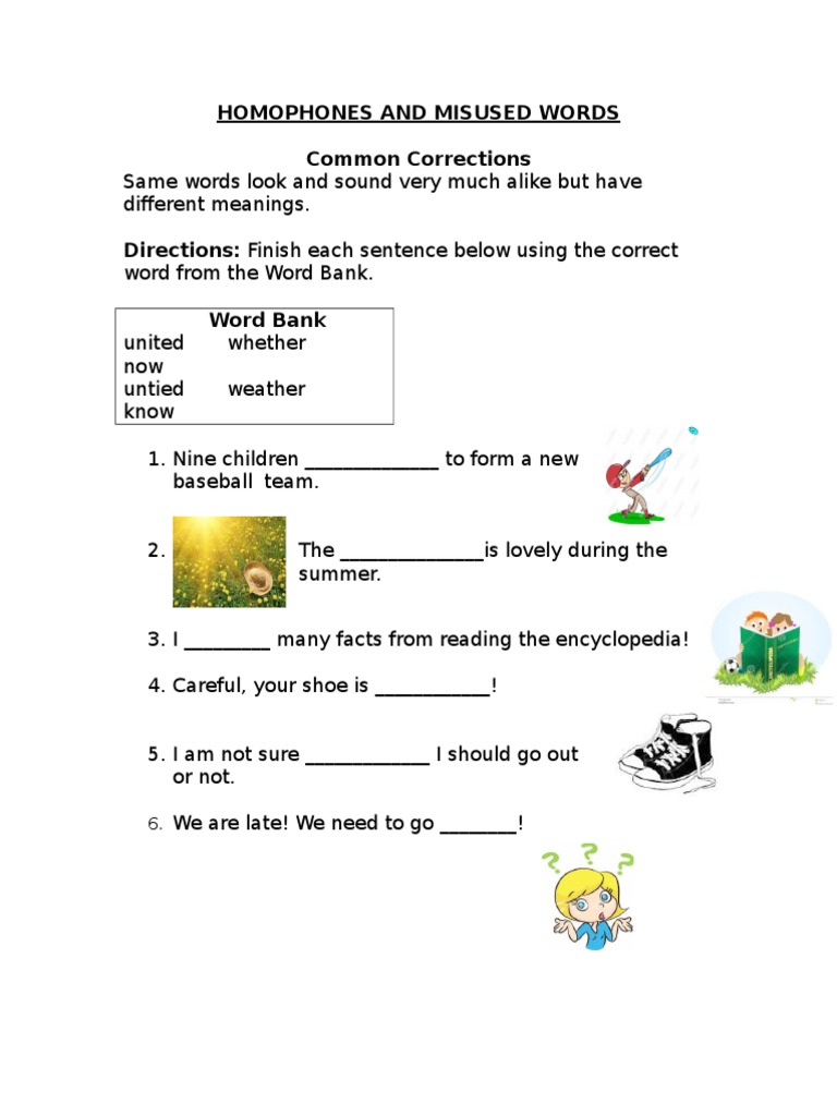 Homophones and Misused Words Quiz | PDF