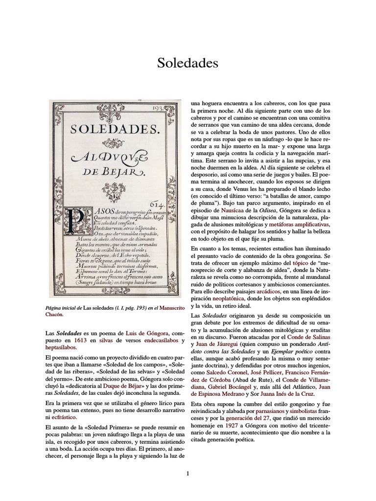 Análisis de Las Soledades de Góngora | PDF | Literatura en español ...