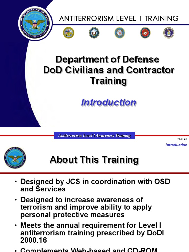 CHPT Anti Terrorism Level 1 Training DOD US | PDF | United States ...