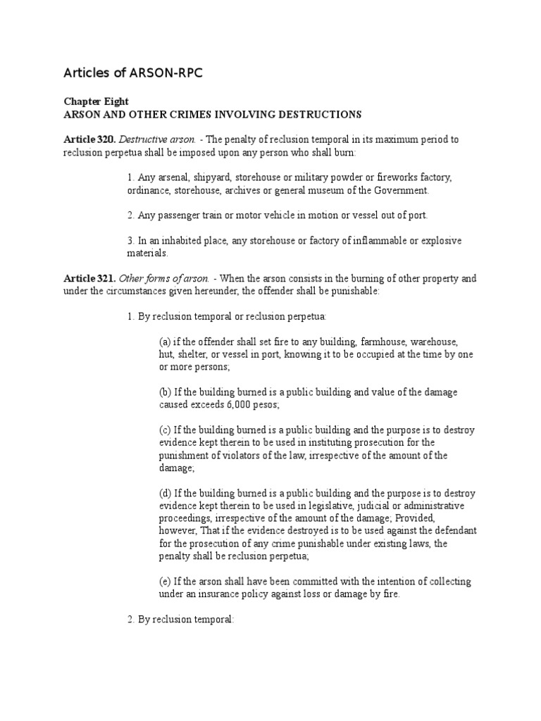 Articles of ARSON | Arson | Crimes