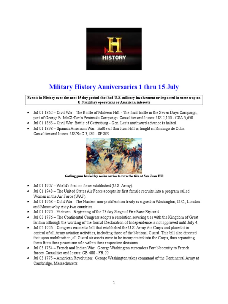 Military History Anniversaries 0701 Thru 071515 | PDF | World War II ...