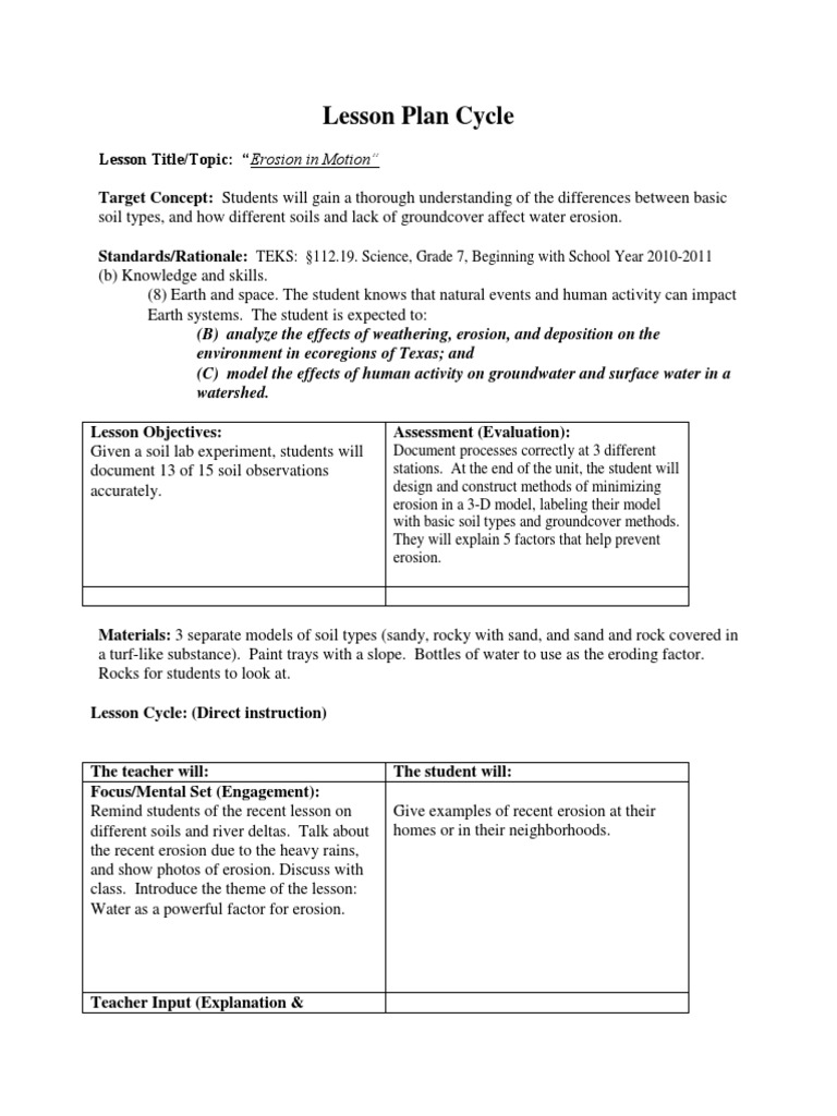 Erosion in Motion: Student Lesson Plan | PDF | Erosion | Soil
