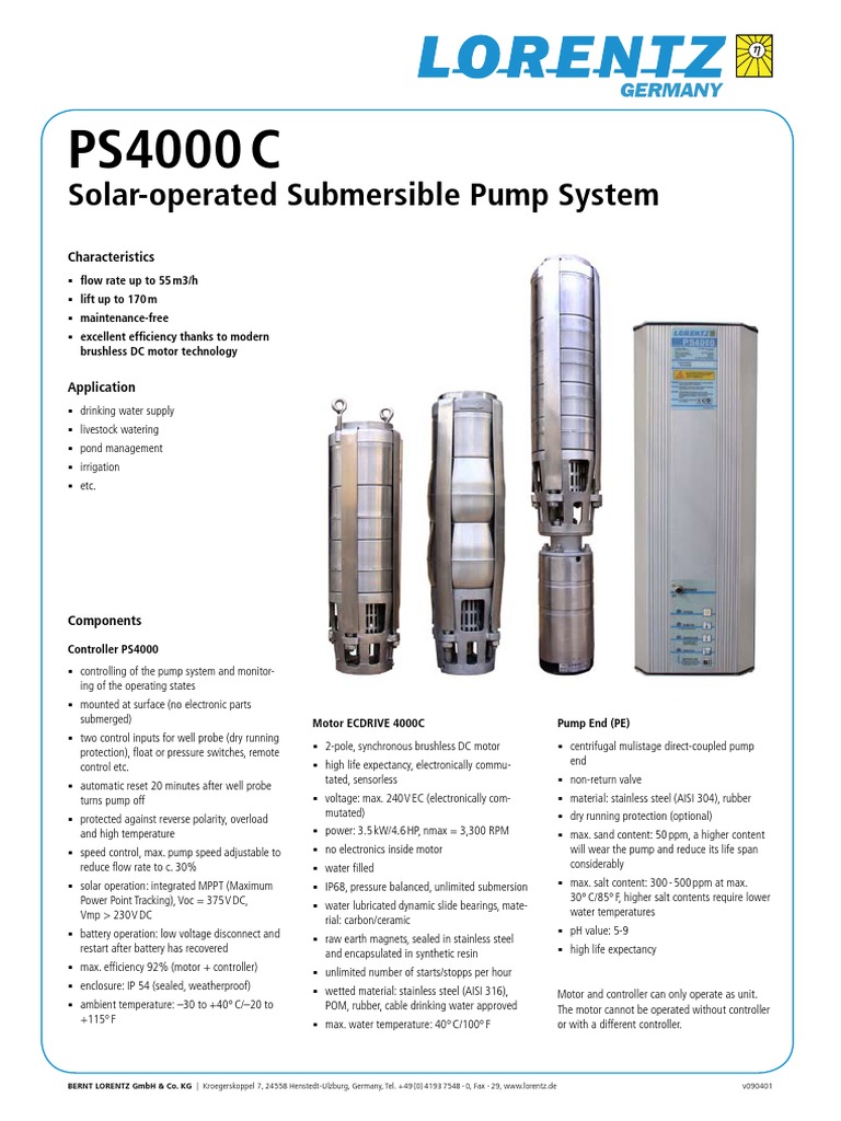 Solar-Operated Submersible Pump System: Germany | PDF | Pump | Carbon