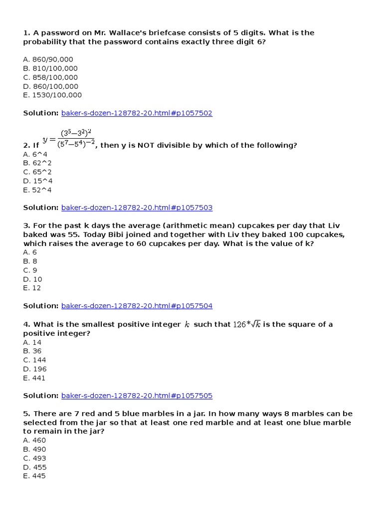Probability and Math Problems Solutions | PDF | Integer | Ring Theory