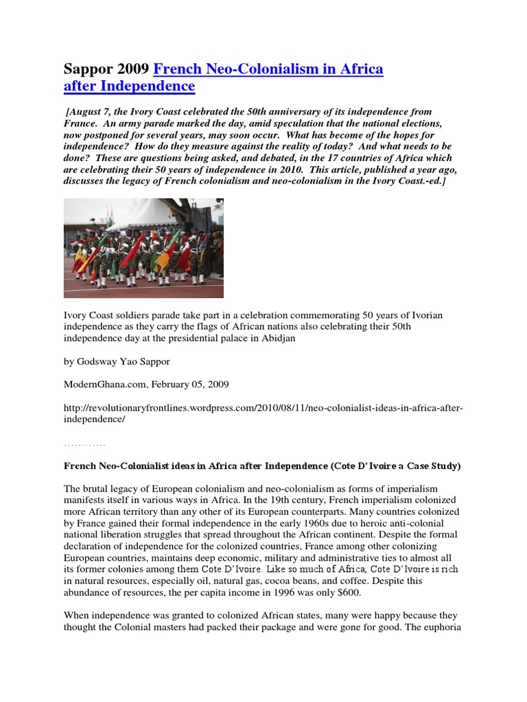 Sappor 2009 French Neo-Colonialism in Africa After Independence CFA ...