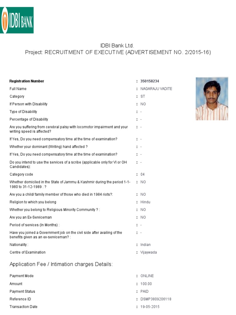 IDBI Application Form | PDF