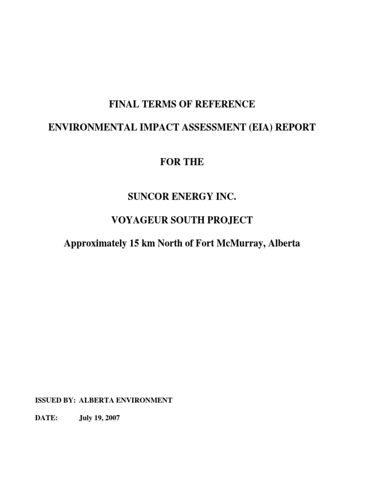 Final Terms of Reference Environmental Impact Assessment (Eia) Report ...