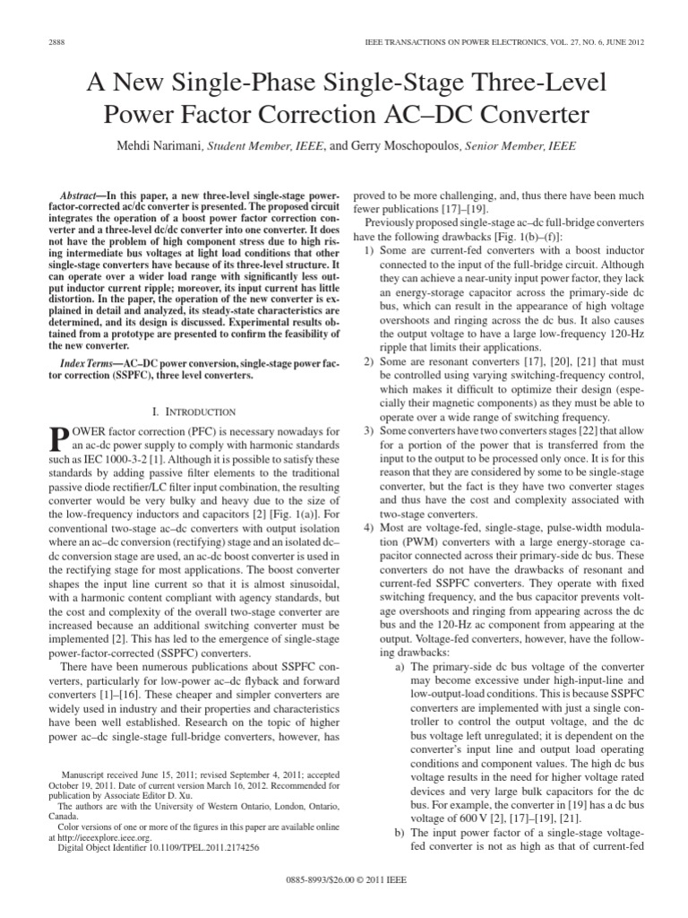A New Single-Phase Single-Stage Three-Level | PDF | Rectifier | Power ...
