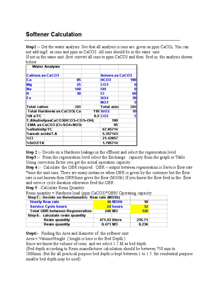 Softener Calculation | PDF | Flow Measurement | Ion