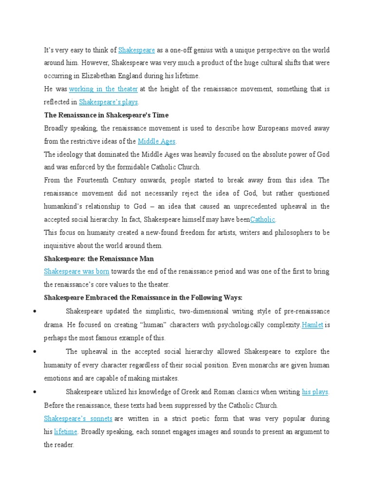 The Renaissance Shakespeare | PDF | Shakespeare's Sonnets | Sonnets