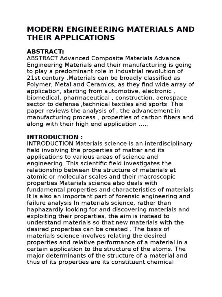 Modern Engineering Materials | PDF | Materials Science | Steel